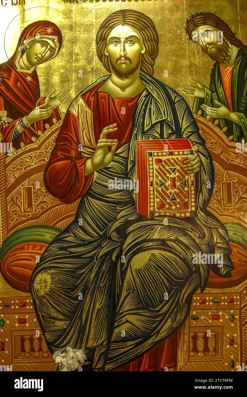 Icon in Timisoara metropolitan orthodox cathedral, Romania Stock Photo ...
