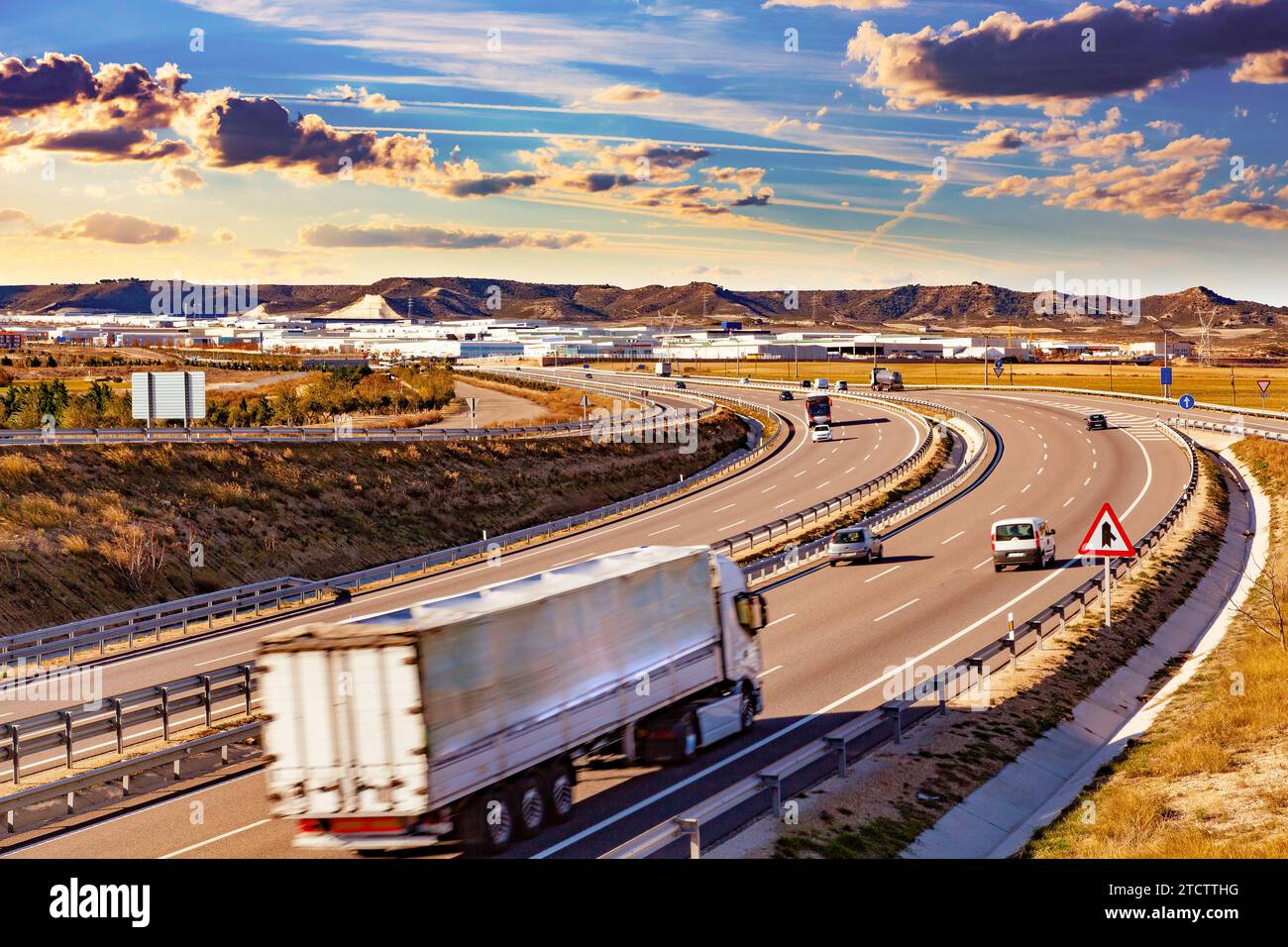 Trucks,lorry and freight for transport concept.Highway and fast ...