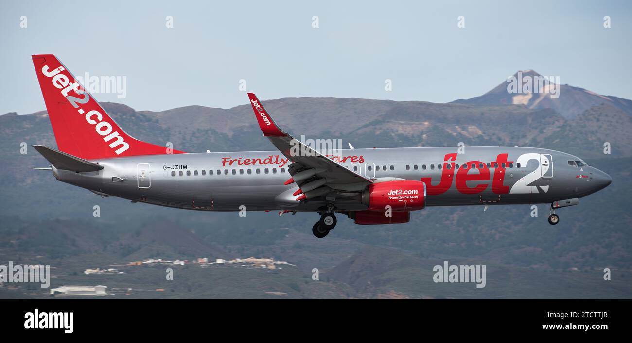 Tenerife, Spain December 10st, 2023. Boeing 737-8MG Jet2 Airlines flies ...