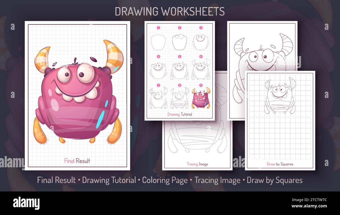 How to Draw a Monster. Step by Step Drawing Tutorial. Draw Guide ...