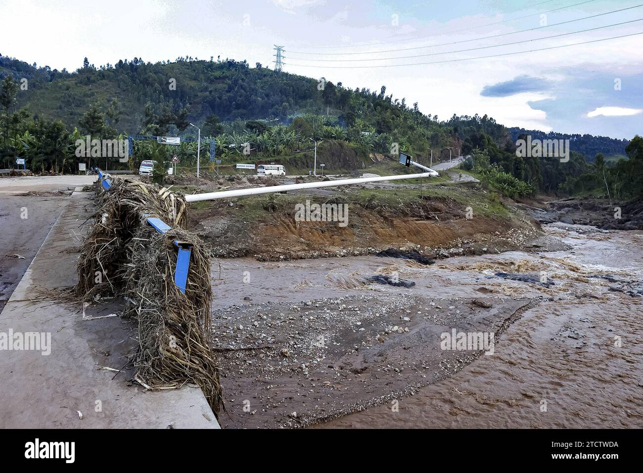 Road damaged by mudslides in western province, Rwanda Stock Photo - Alamy