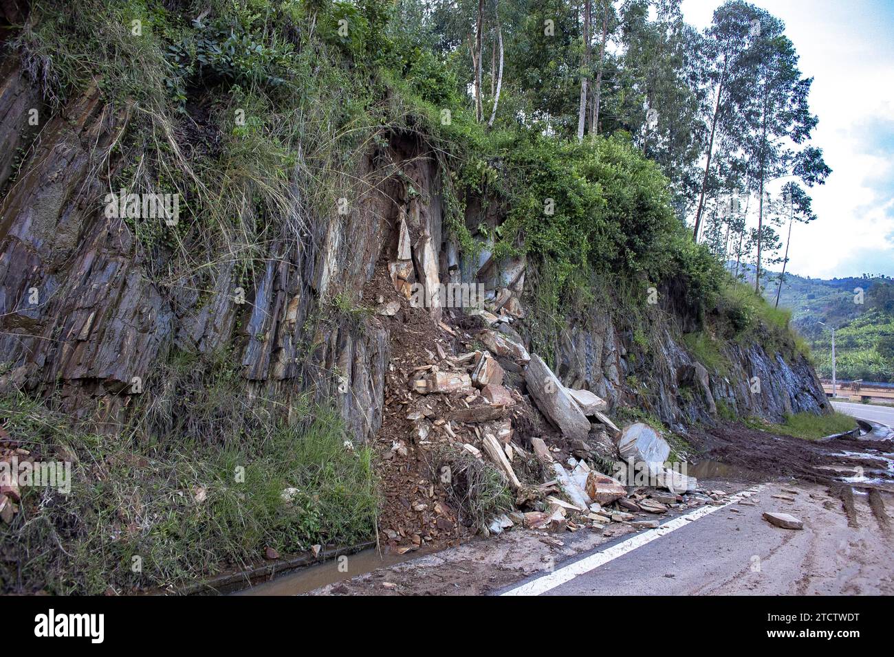 Road damaged by mudslides in western province, Rwanda Stock Photo - Alamy