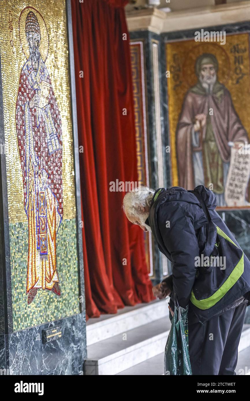 Faithful praying in St. Sophia Greek orthodox cathedral, London, U.K ...