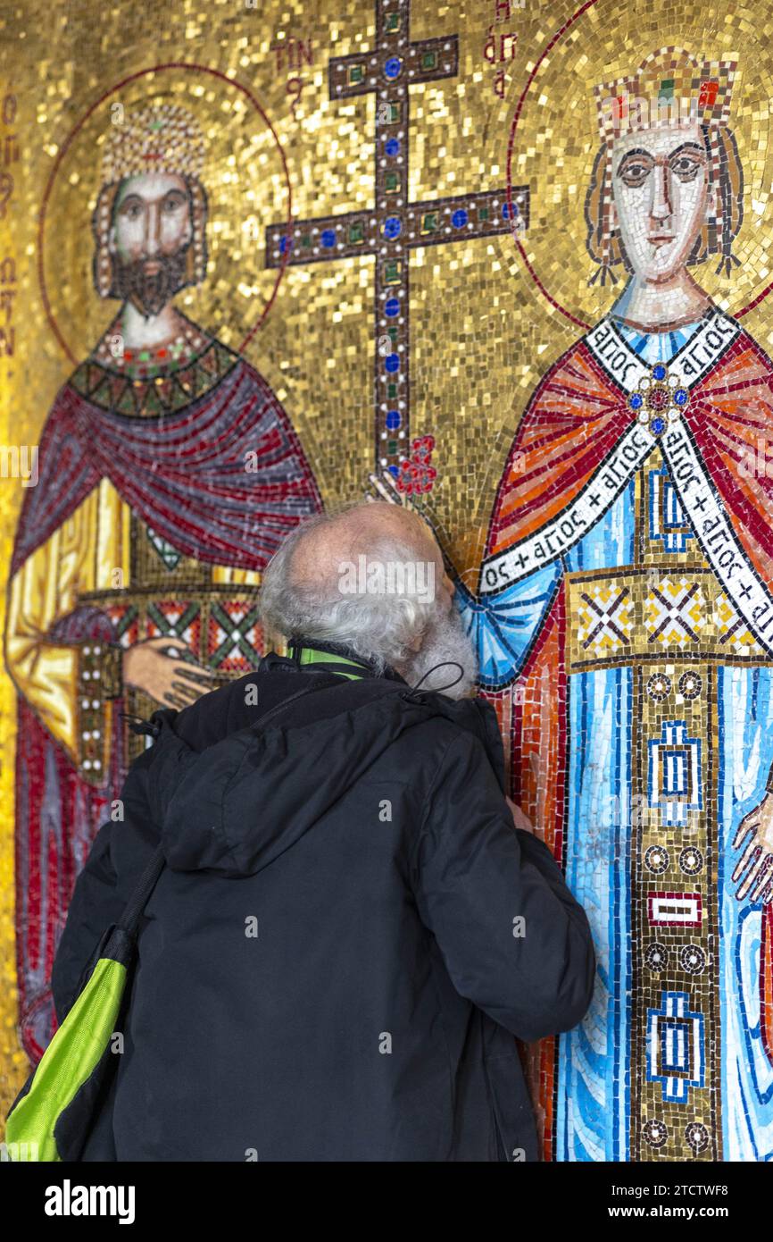 Faithful praying in St. Sophia Greek orthodox cathedral, London, U.K ...