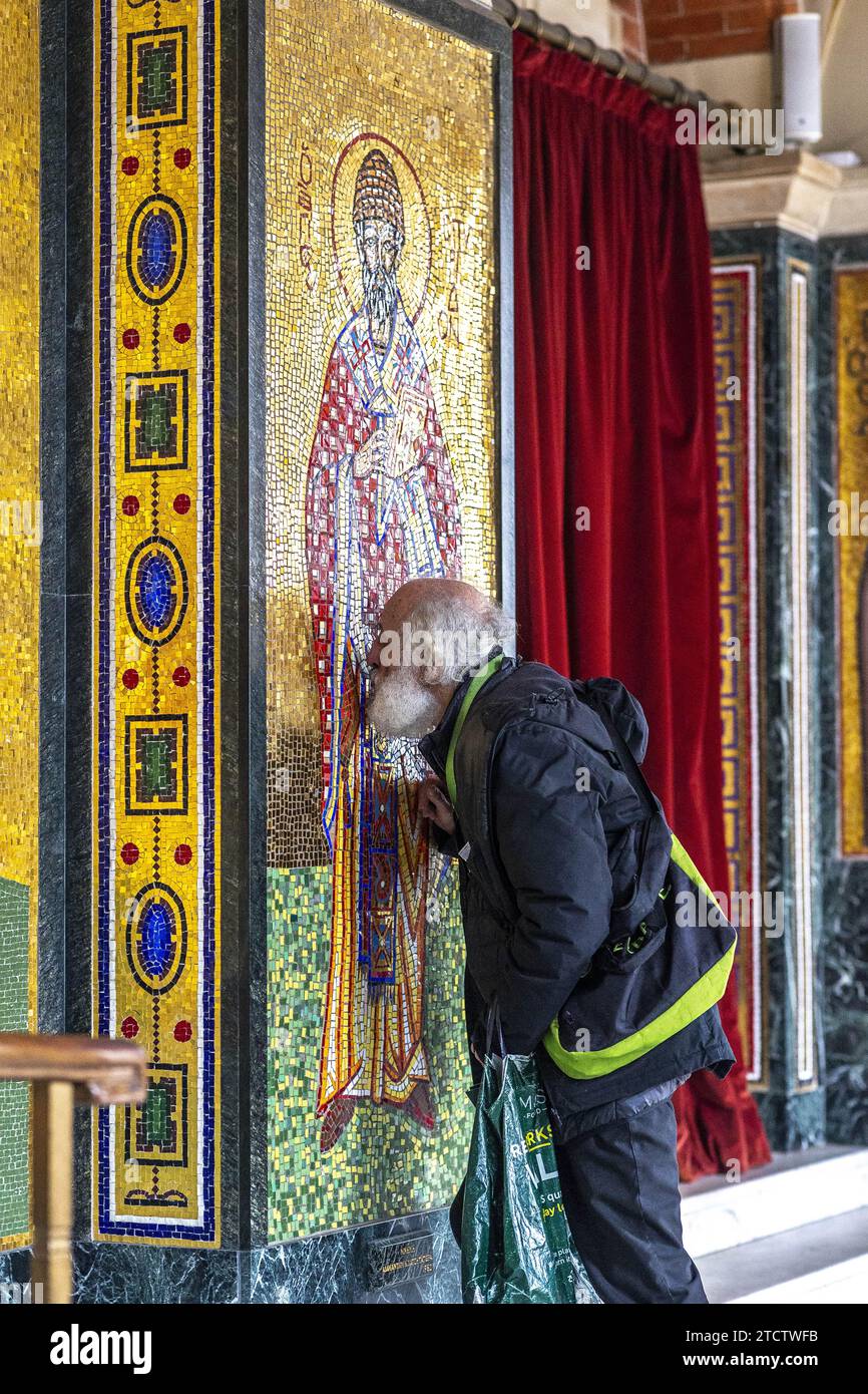 Faithful praying in St. Sophia Greek orthodox cathedral, London, U.K ...