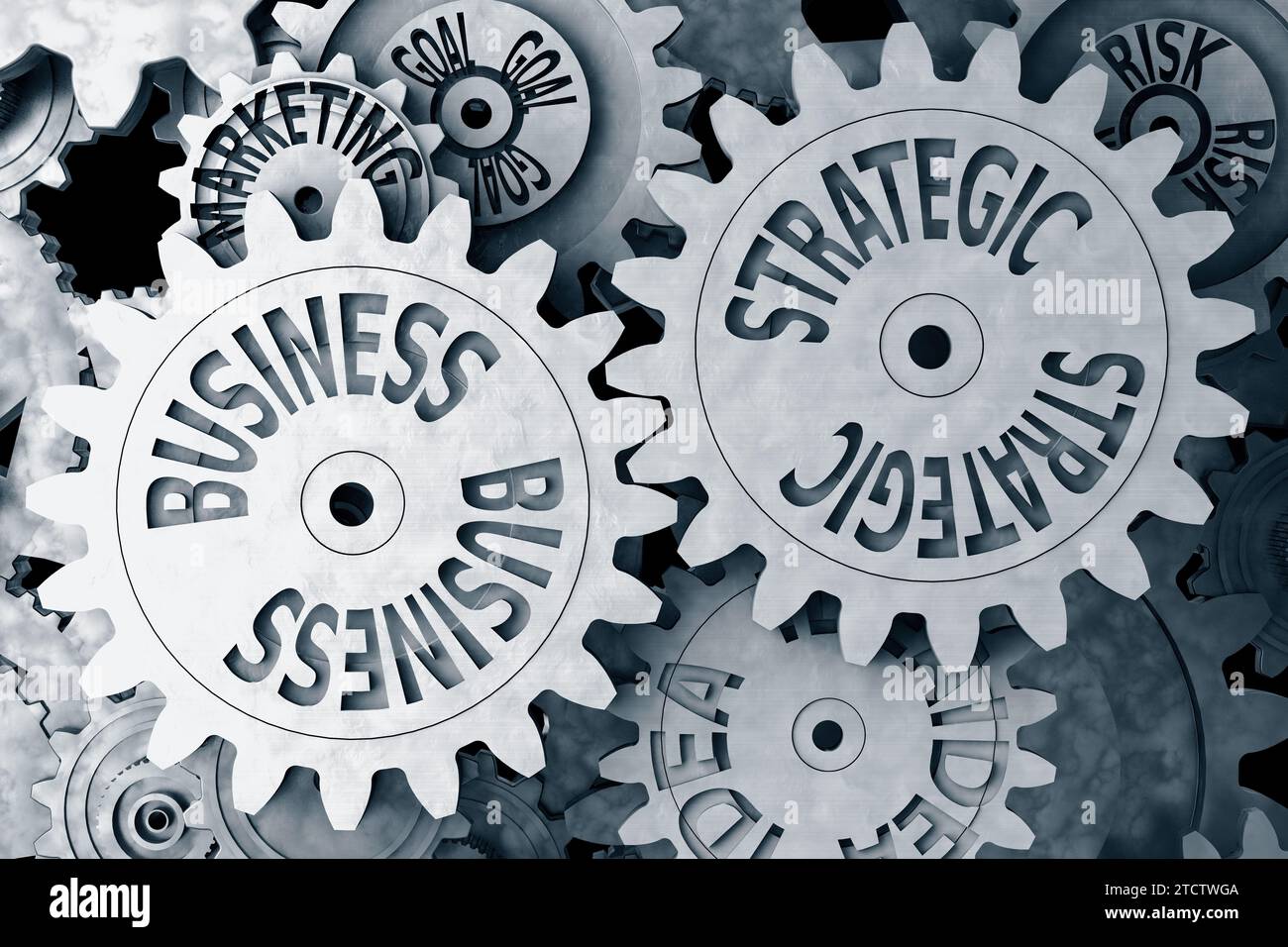 Continuous improvement and the metal gear mechanism. 3d illustration ...