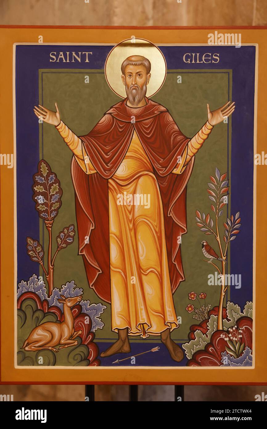 Saint Giles icon in Canterbury cathedral, Kent, U.K Stock Photo - Alamy