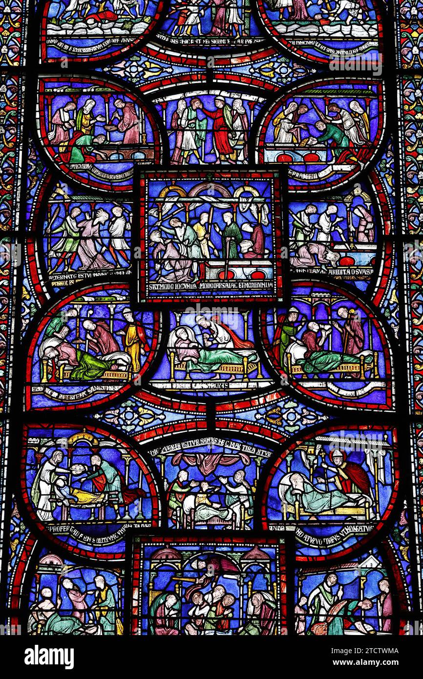 Canterbury cathedral, Kent, U.K. Stained glass. Becket miracle window ...