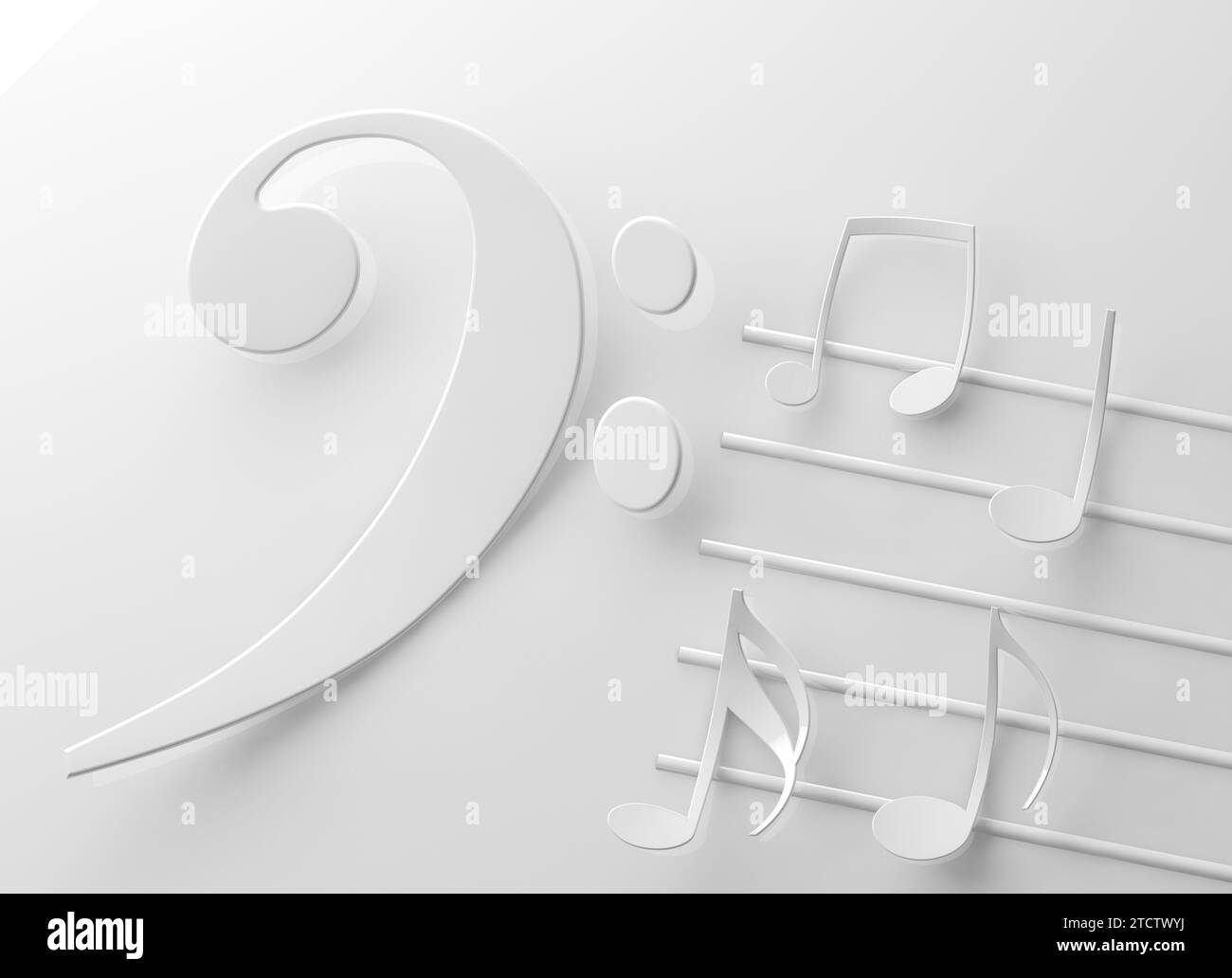 3d illustration of musical notes and musical signs of abstract music ...