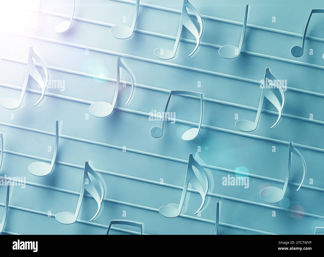 3d illustration of musical notes and musical signs of abstract music ...