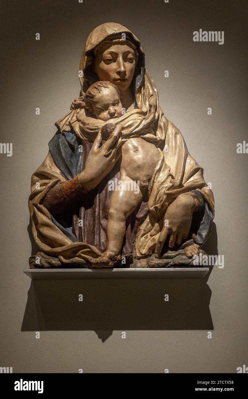 Donatello exhibition at the V&A museum, London, U.K. Donatello, Virgin and child (Madonna of the ...