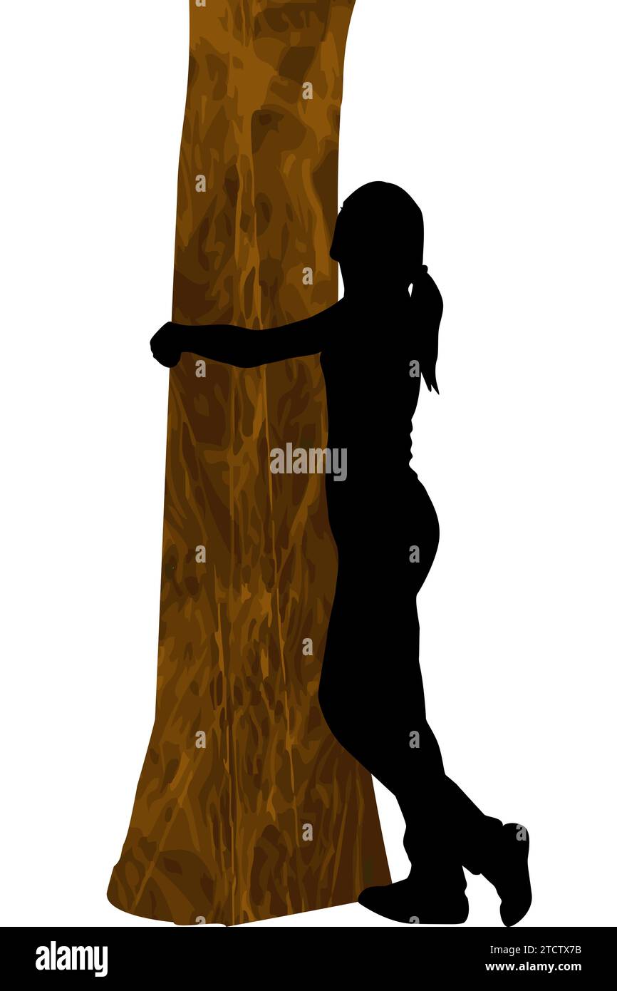 Female at a tree trunk Stock Vector Images - Alamy