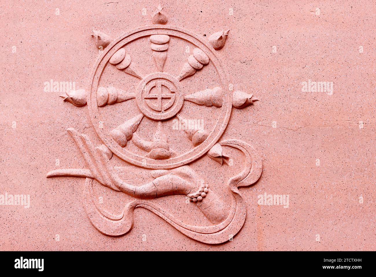 Phap Vien Minh Dang Quang pagoda. Hand with Dharma Wheel. Dharmachakra ...