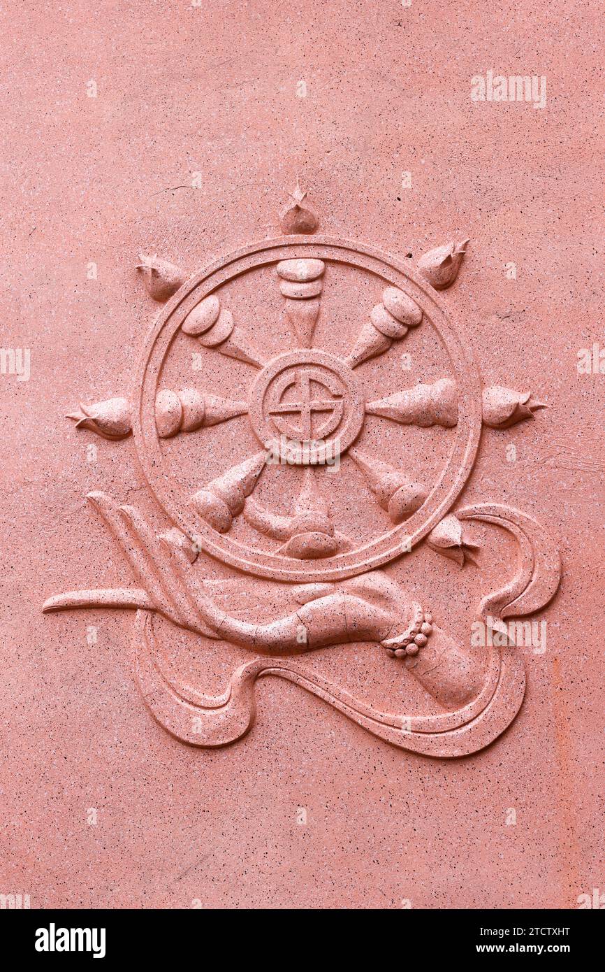 Phap Vien Minh Dang Quang pagoda. Hand with Dharma Wheel. Dharmachakra ...