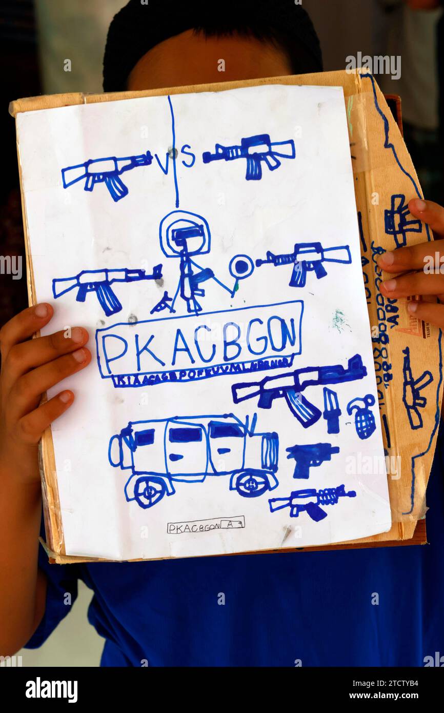 Child's drawing with weapons of war. Vietnam Stock Photo - Alamy