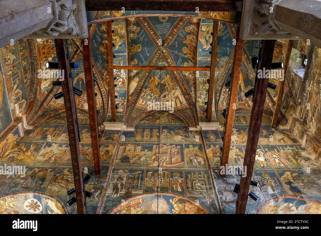 Inside Visoki Decani Serbian orthodox monastery church, Kosovo Stock ...