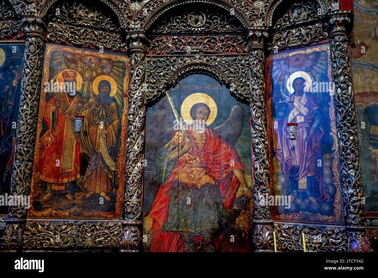 Inside Visoki Decani Serbian orthodox monastery church, Kosovo Stock ...