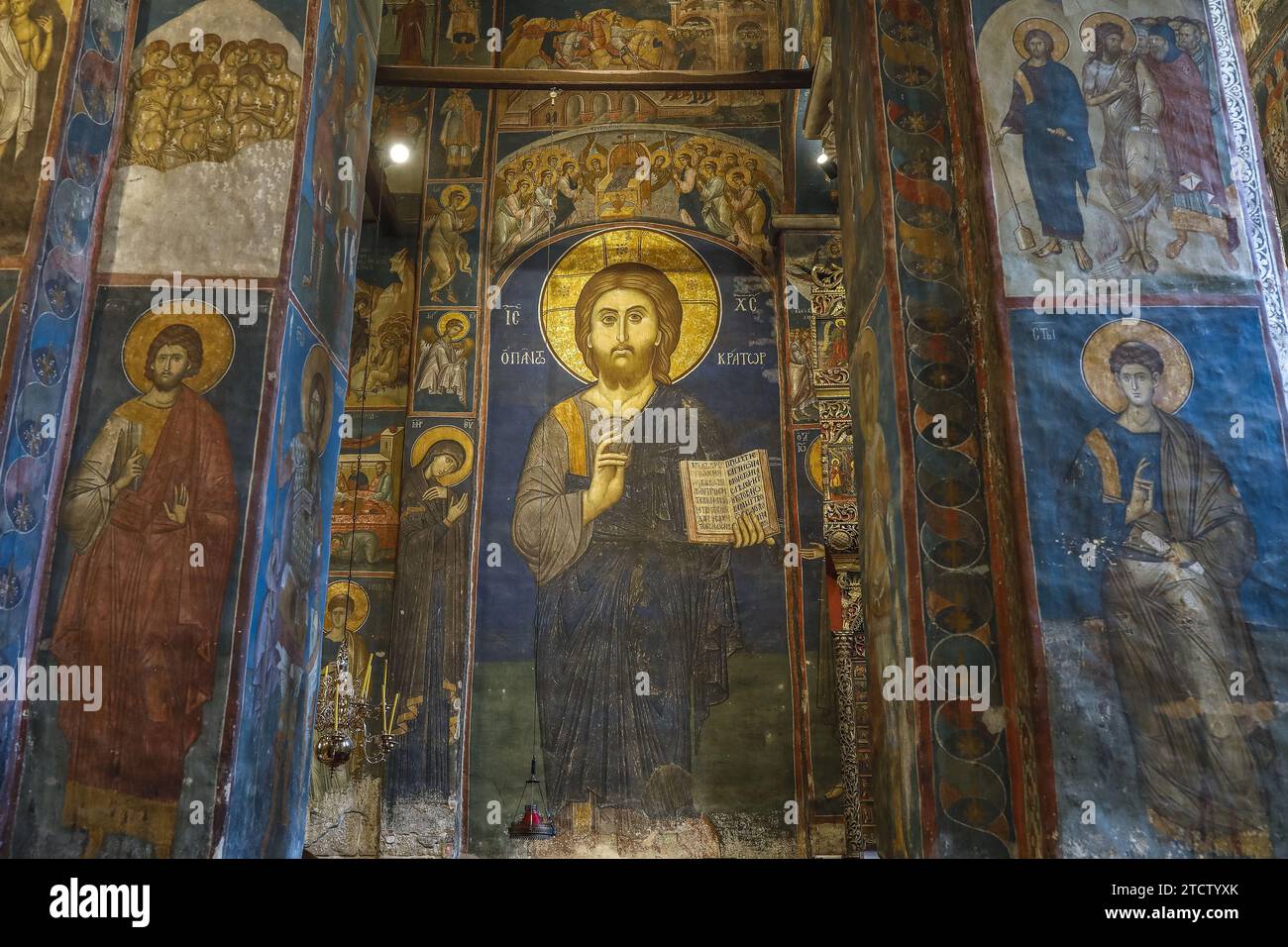 Inside Visoki Decani Serbian orthodox monastery church, Kosovo Stock ...