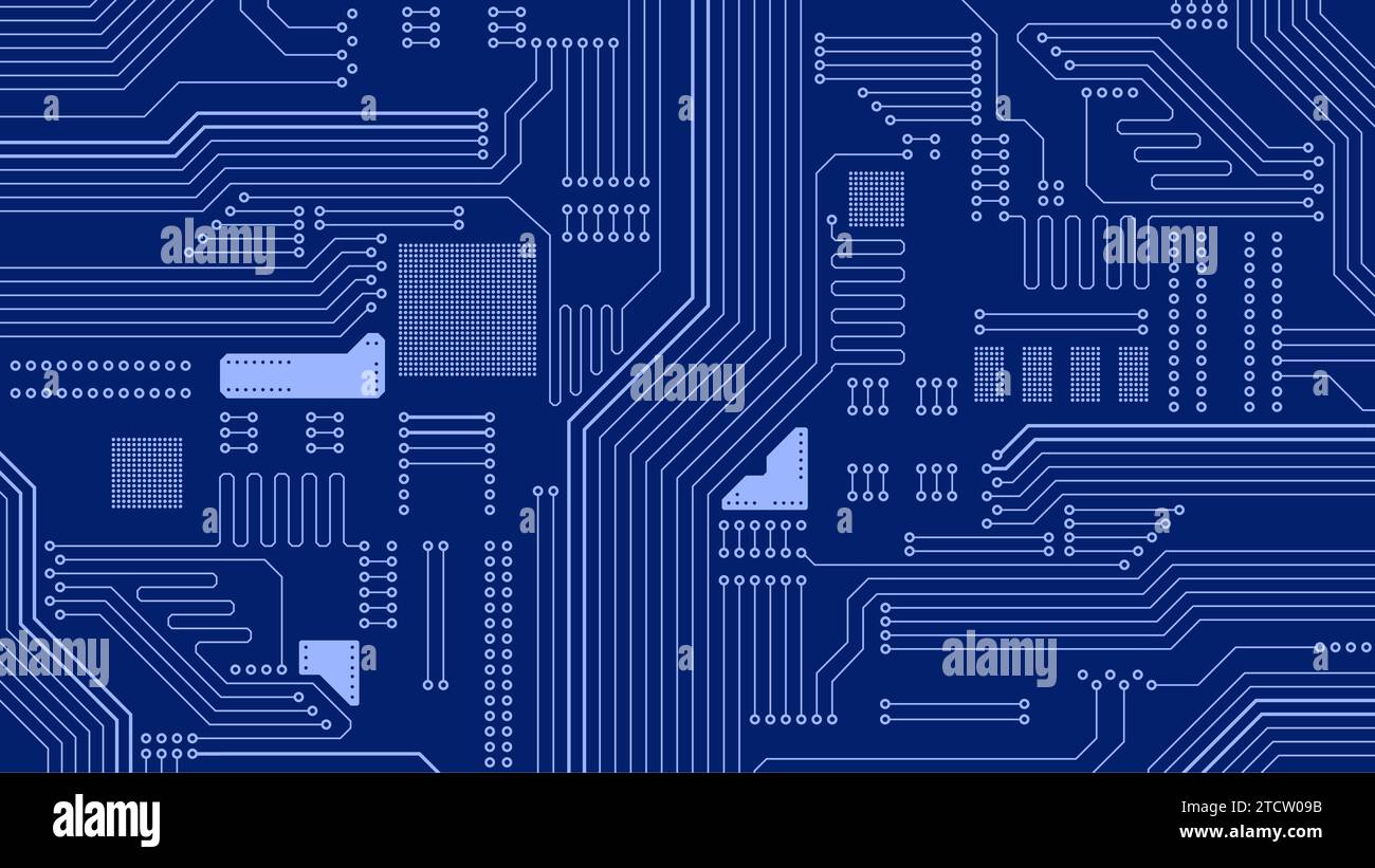 Electronics blue background. Vector tech concept - circuit board texture. Electronic circuits ...