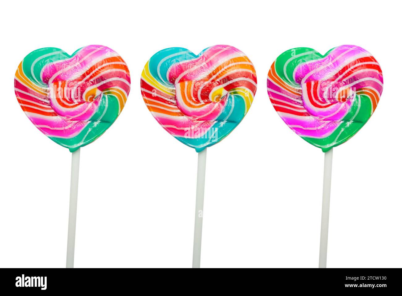 colorful heart lollipops isolated on a white background Stock Photo - Alamy