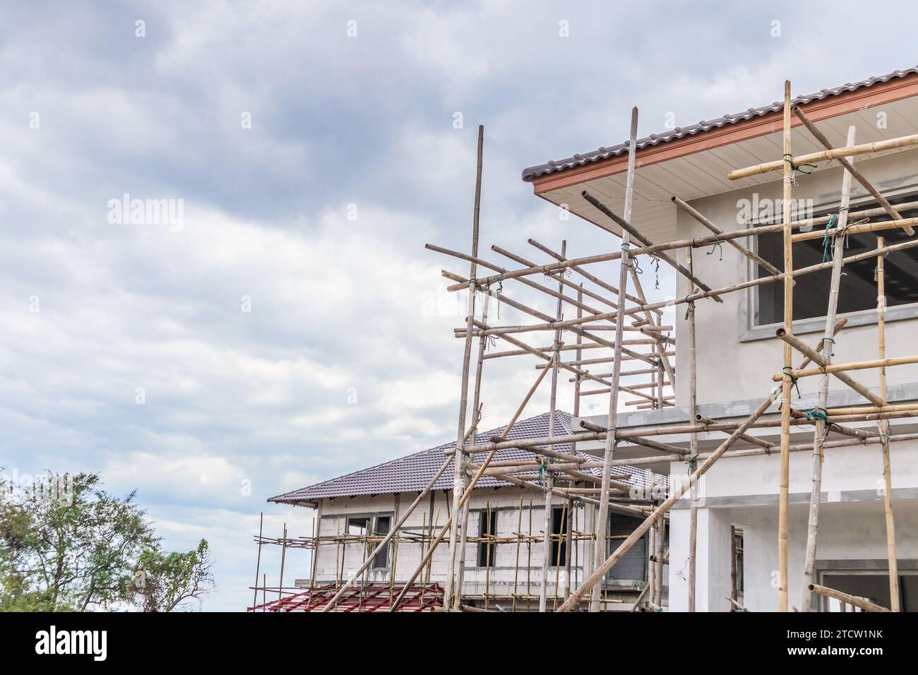 construction residential new house in progress at building site Stock ...