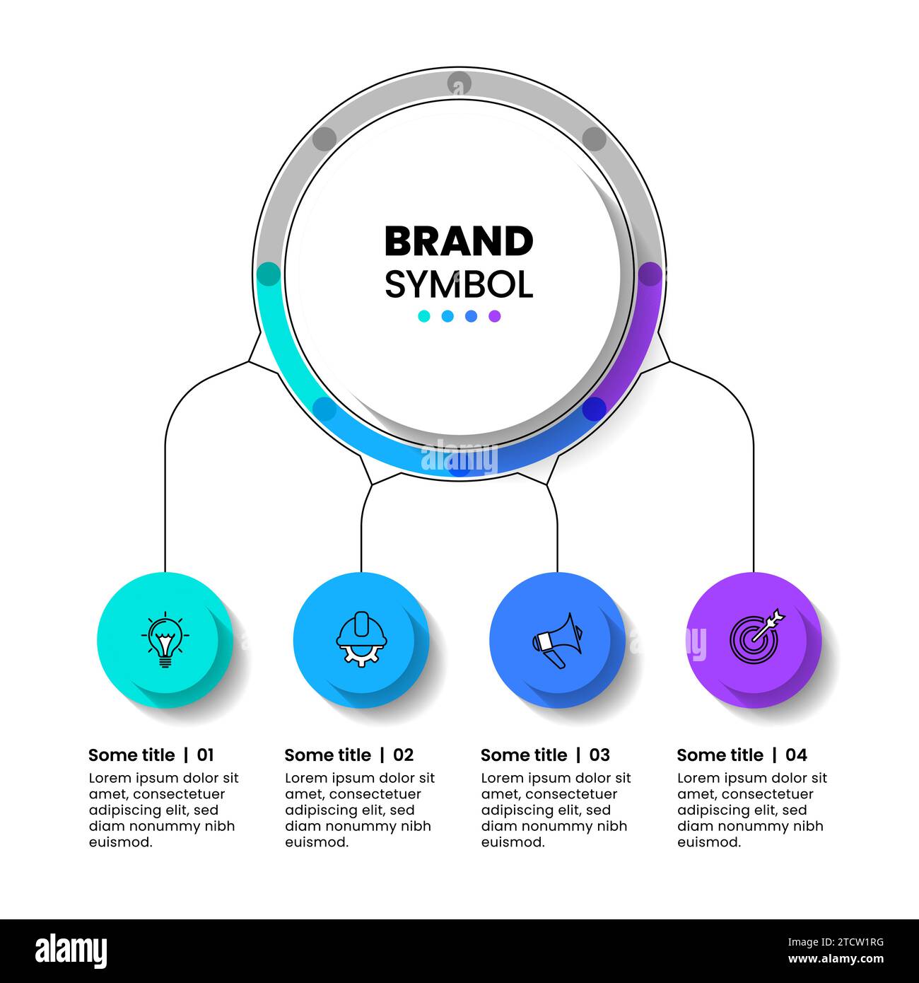 Infographic template with icons and 4 options or steps. Linked Circles ...