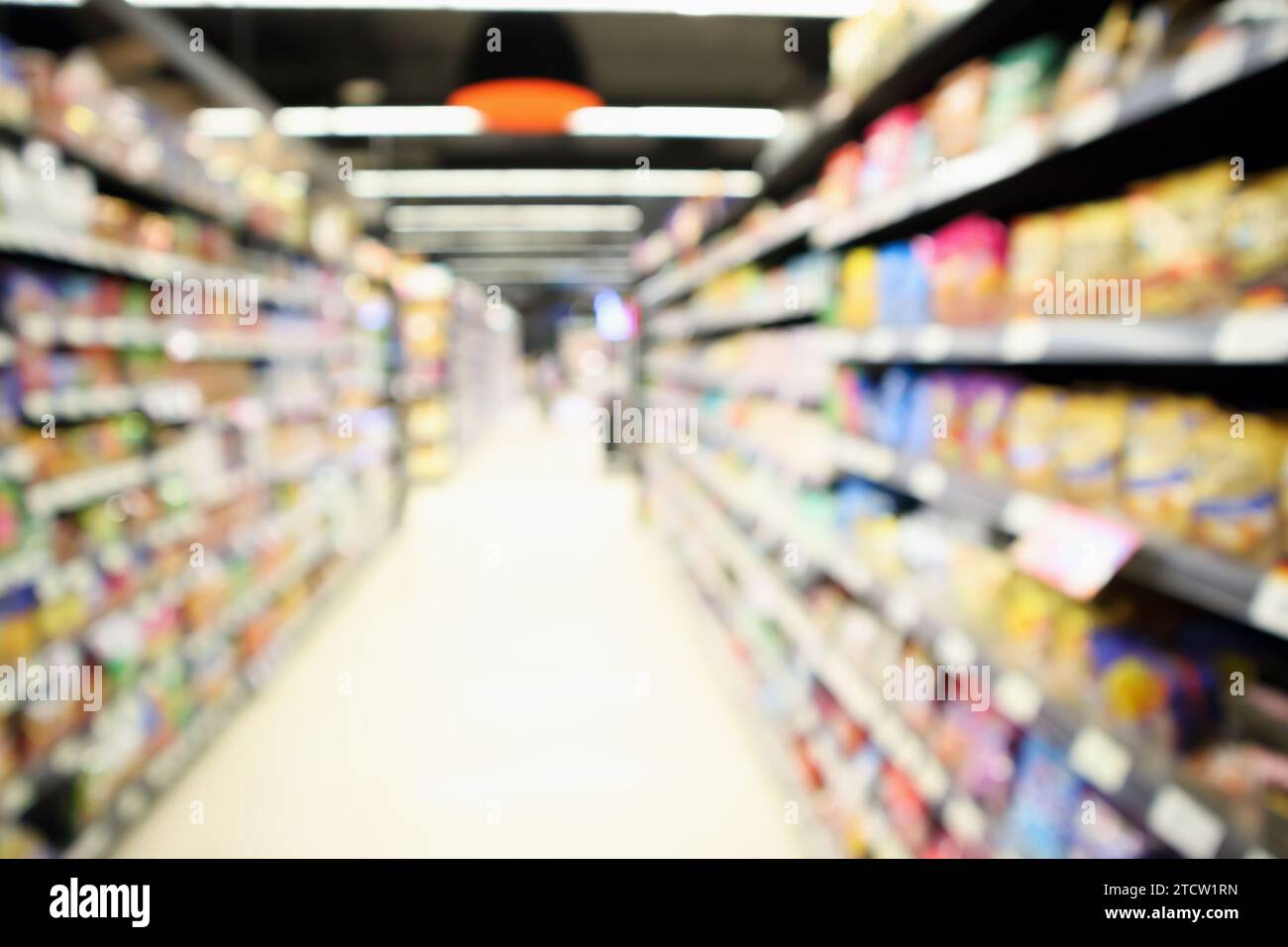 Abstract blur supermarket aisle defocused background Stock Photo - Alamy