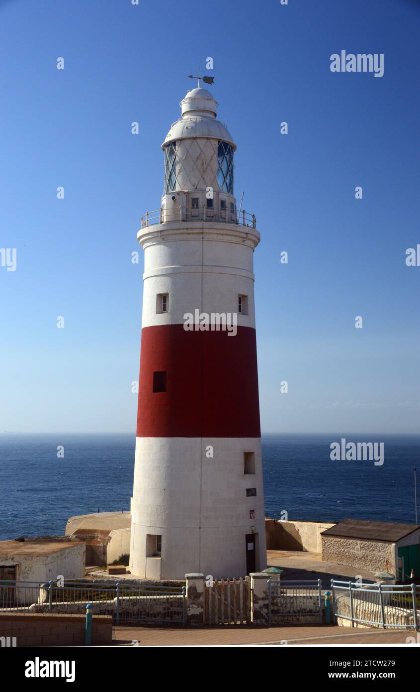 The White & Red Europa Point Trinity Lighthouse in Gibraltar, British ...