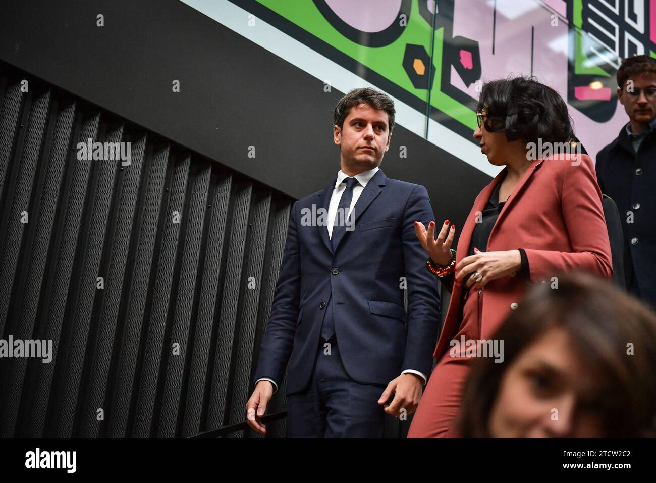 French Education and Youth Minister Gabriel Attal (L) arrives with ...