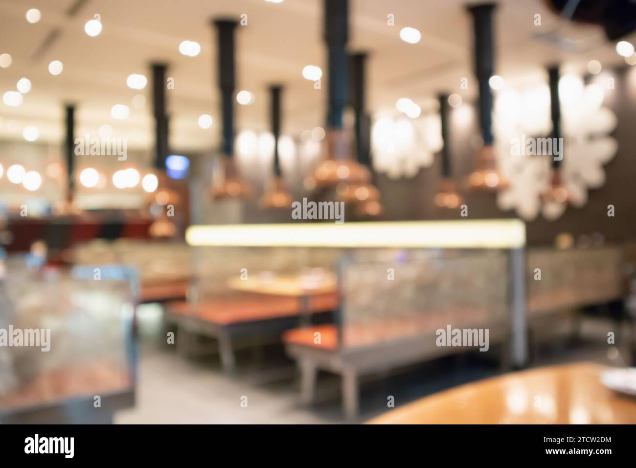 Korean barbecue grill restaurant interior blur background with bokeh ...