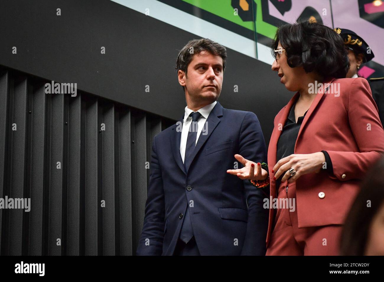 French Education and Youth Minister Gabriel Attal (L) arrives with ...