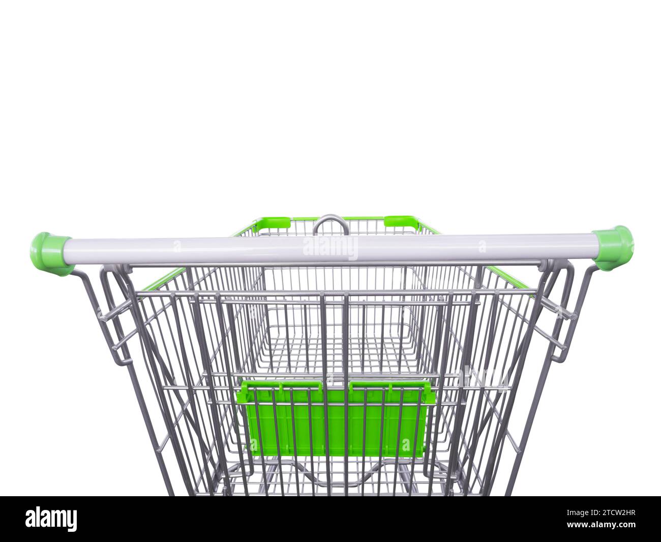 green shopping cart isolated on white background with clipping path ...