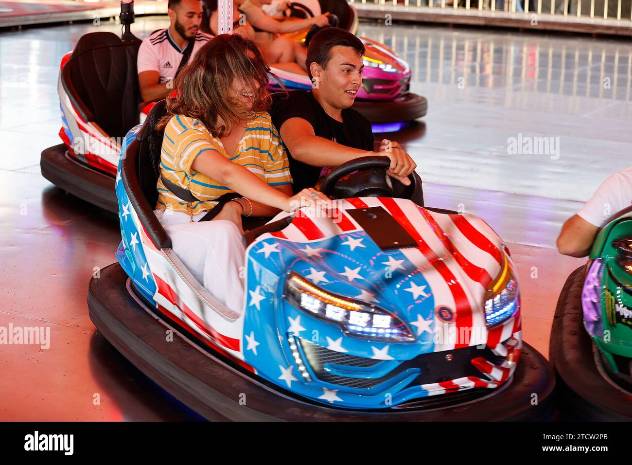 Fun fair in Saint Germain en Laye, France. Bumper cars Stock Photo - Alamy
