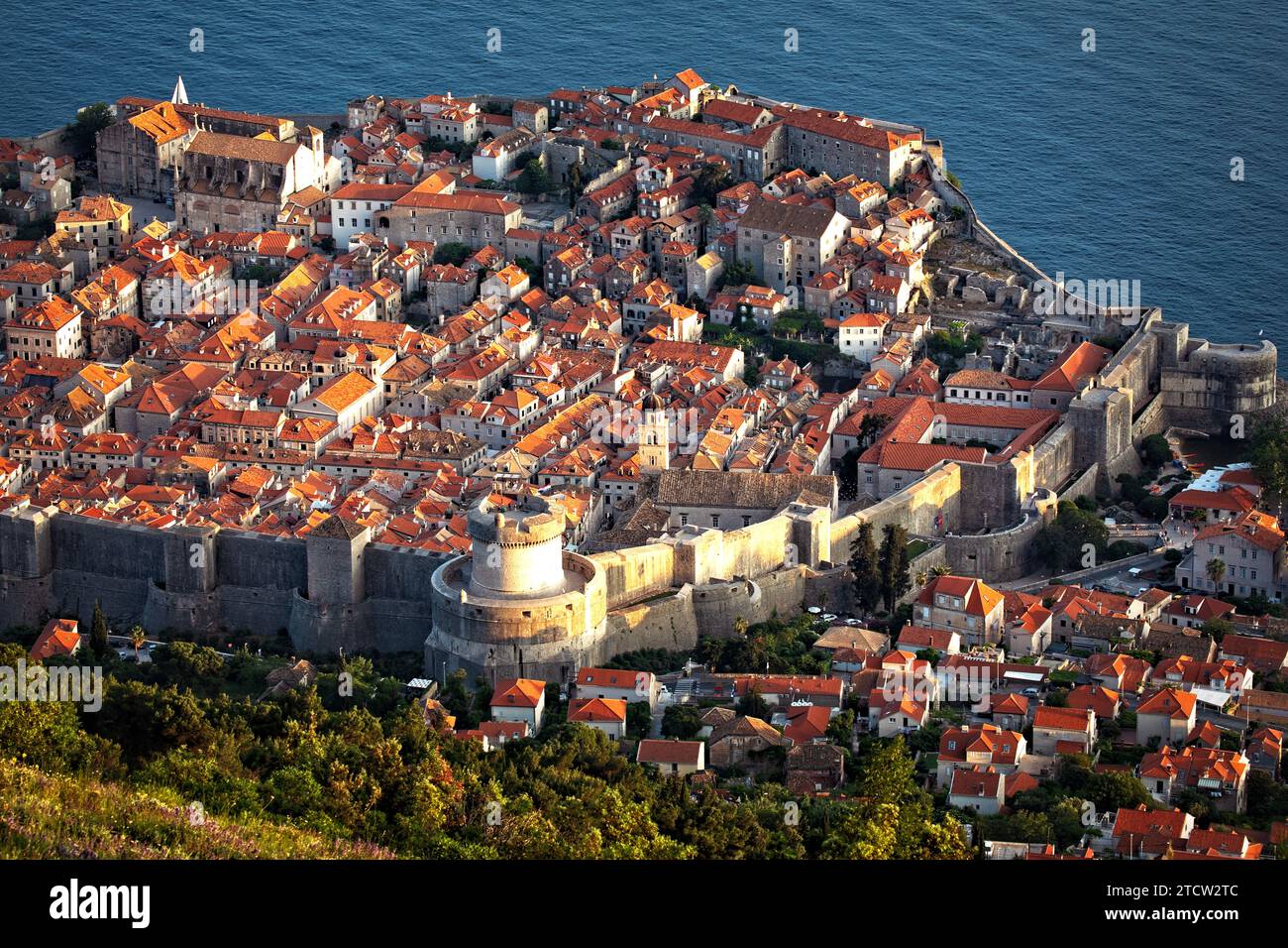 The walled city of Dubrovnik, Croatia along the Adriatic coast Stock ...