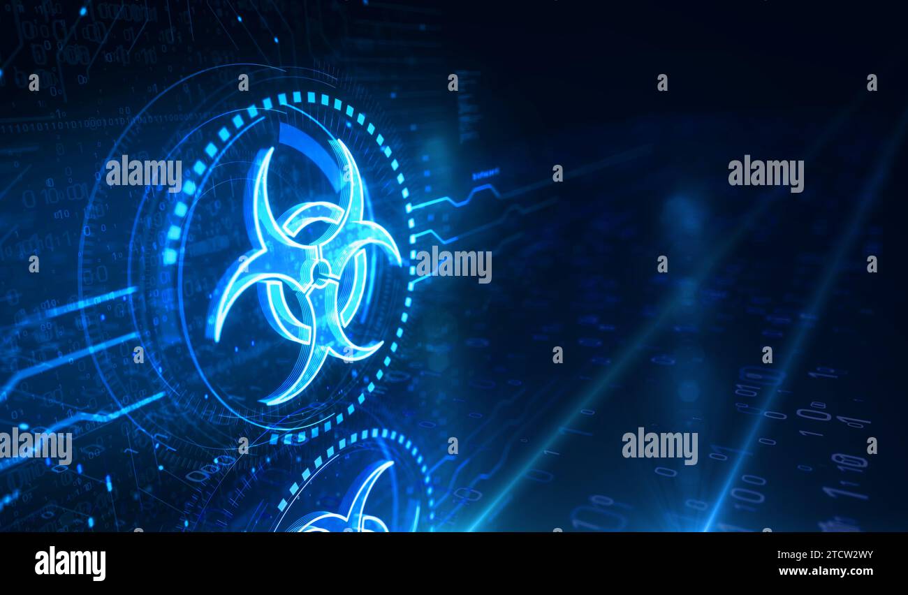 Biohazard danger alert and virus warning symbol digital concept ...