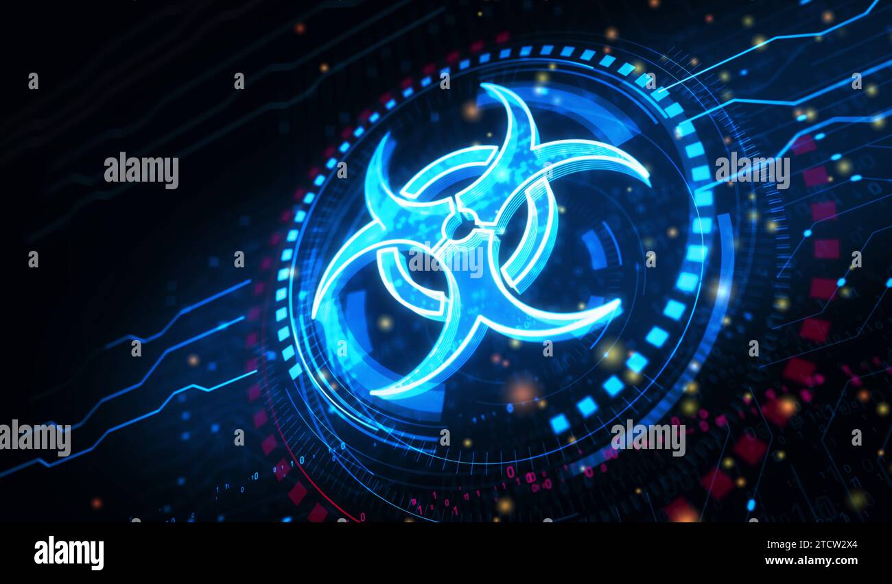 Biohazard danger alert and virus warning symbol digital concept ...