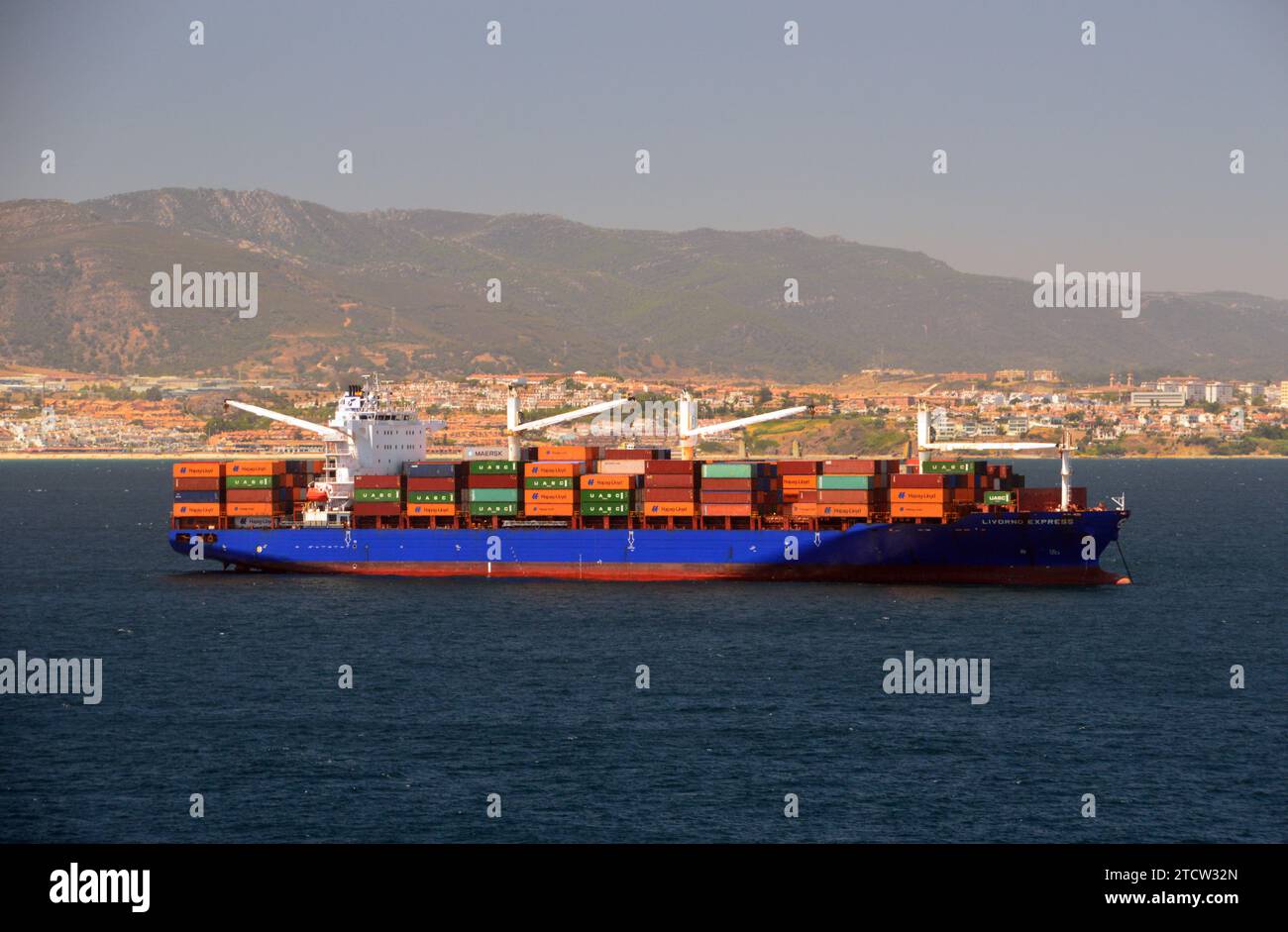 'Livorno Express' a Container Ship Anchoured in the Bay of Gibraltar ...
