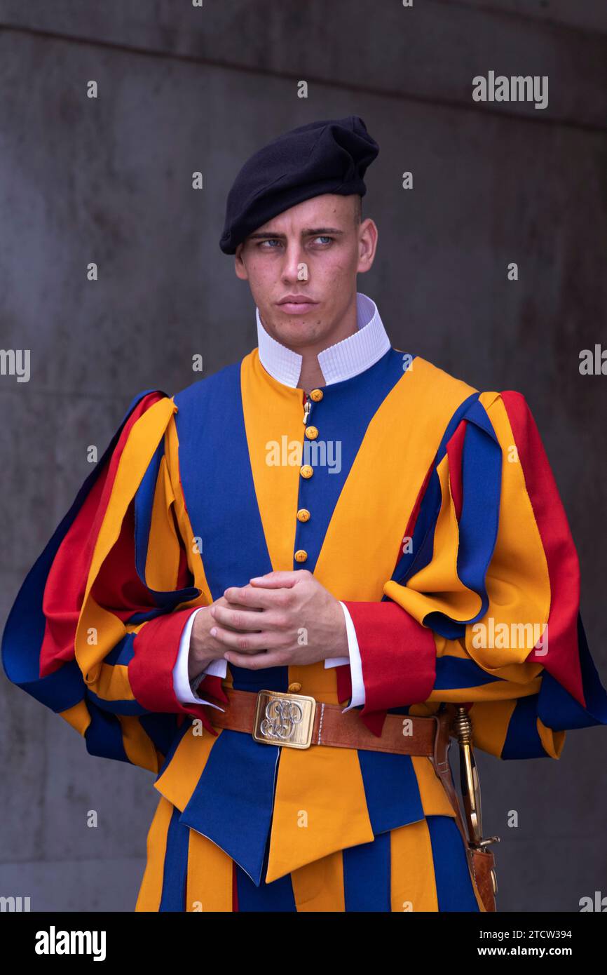 Swiss Guard on watch outside the Vatican, Rome, Italy Stock Photo - Alamy