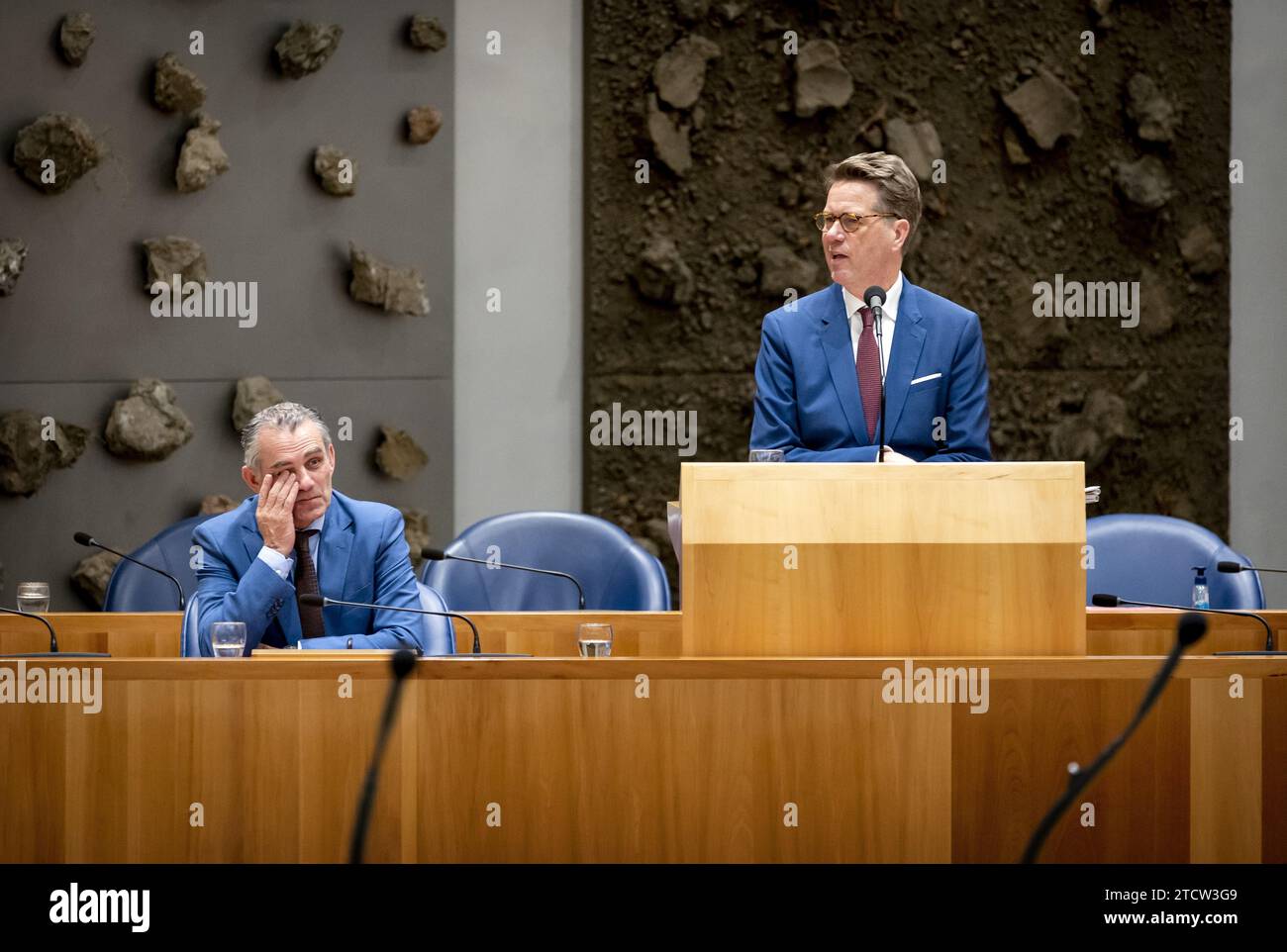 The Hague, Netherlands. 14th December, 2023. Martin Bosma (PVV) and Tom ...