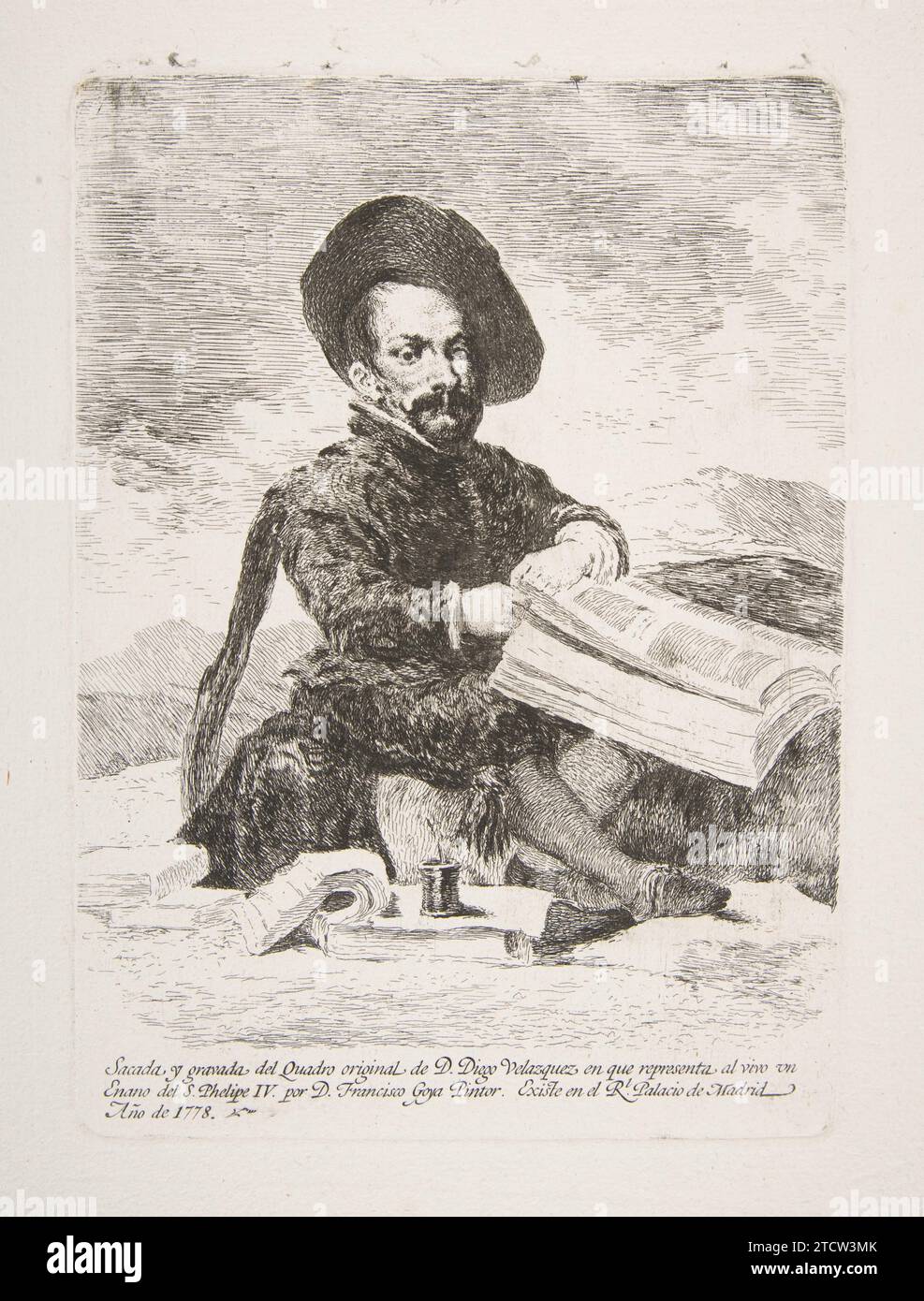 Portrait of an unidentified court dwarf with books, after Velazquez ...