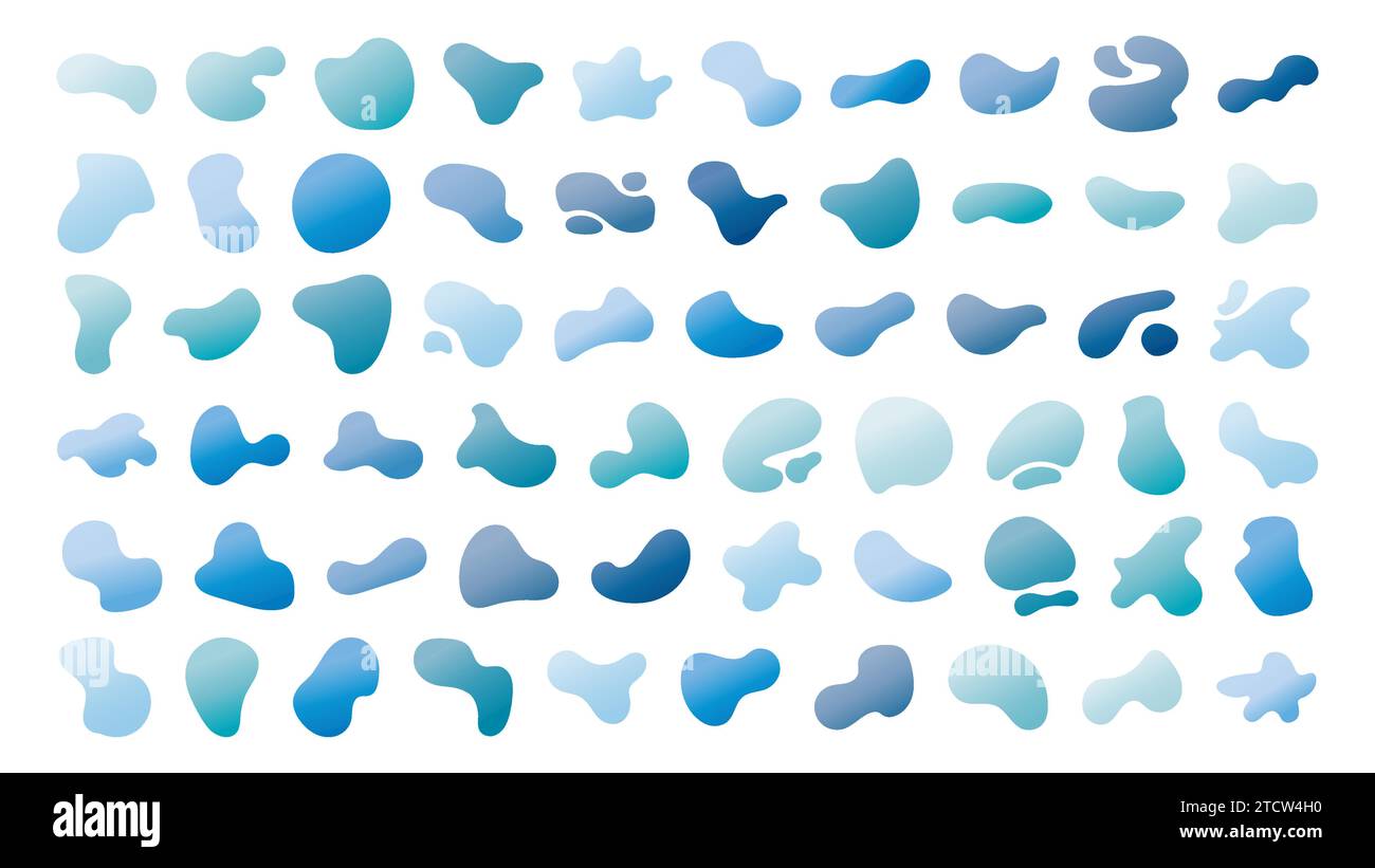 Set of gradient water blob shapes, round abstract elements. Simple ...