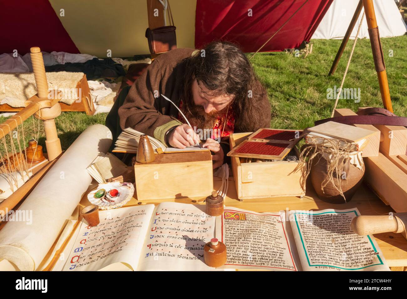 Man transcribing medieval texts hi-res stock photography and images - Alamy
