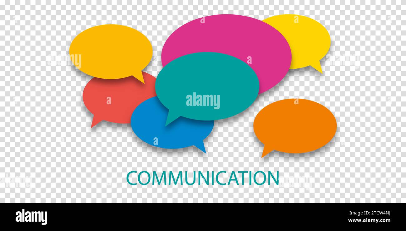 Communication. Idea in business network. Word with colorful multi ...