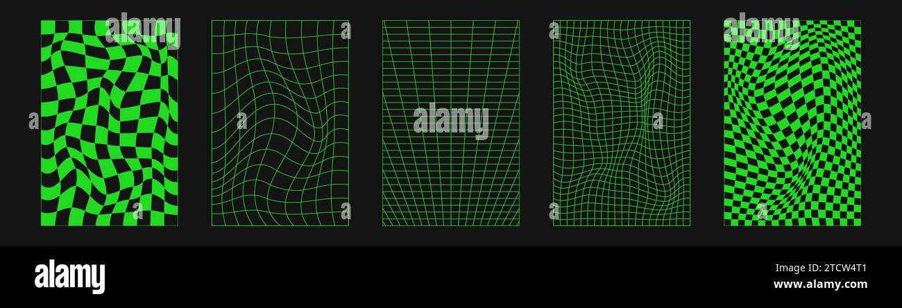Abstract wireframes, cyberpunk elements and perspective green grids and spheres. Surreal ...