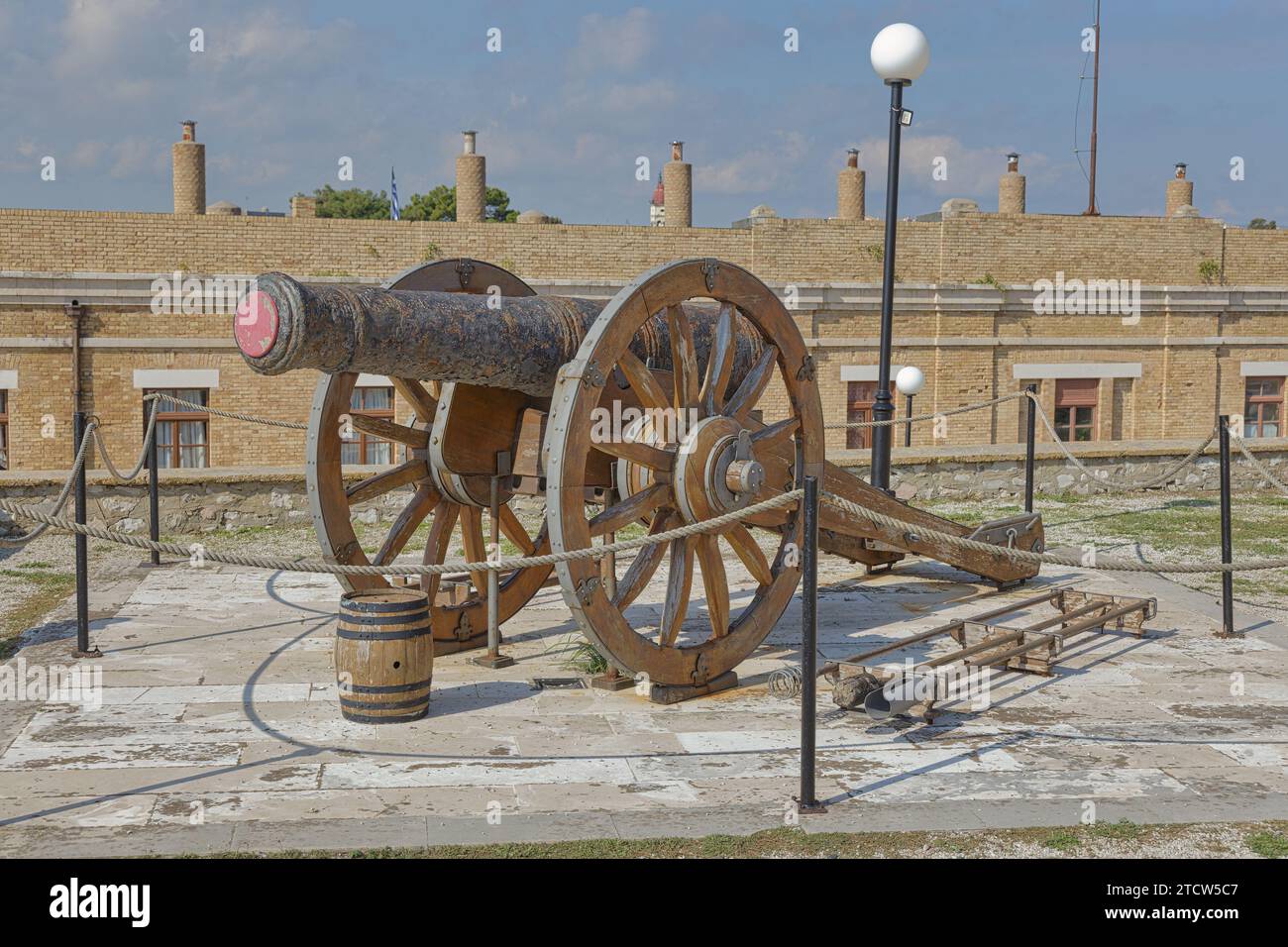 Cannon Display at Corfu's Old Fortress Stock Photo - Alamy