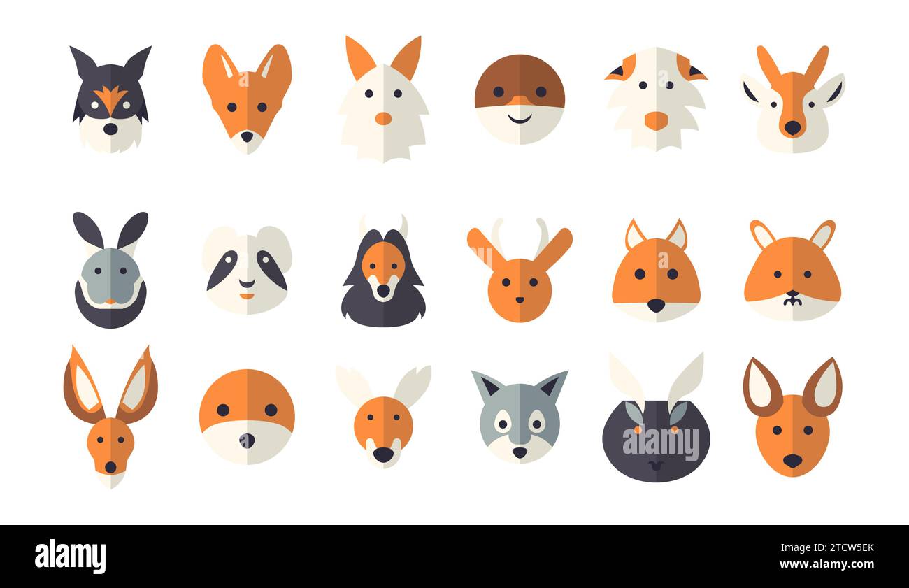 Abstract vector animal icons on white background Stock Vector Image ...