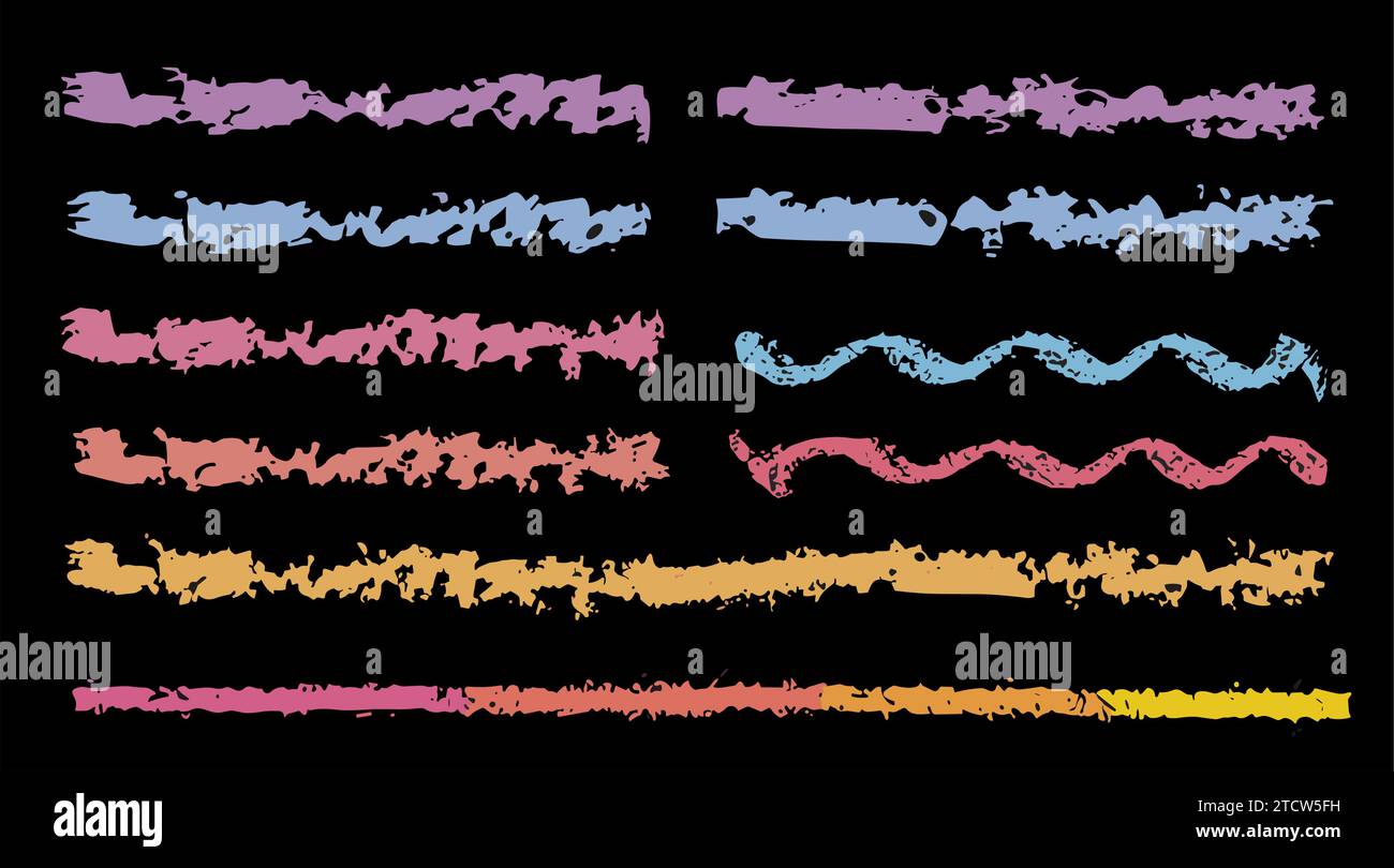 Chalk grunge strokes and borders vector set Stock Vector Image & Art ...