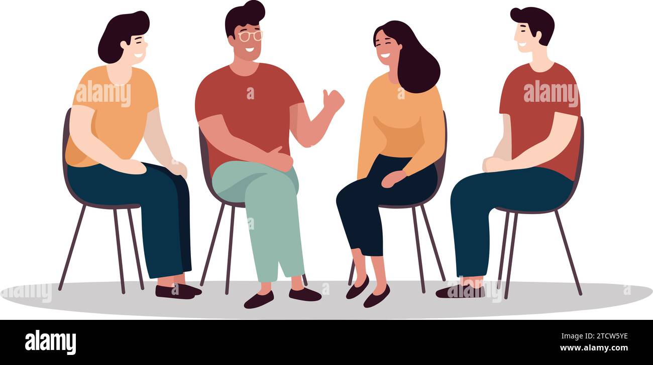 Group of people having a nice discussion at a work meeting, vector ...