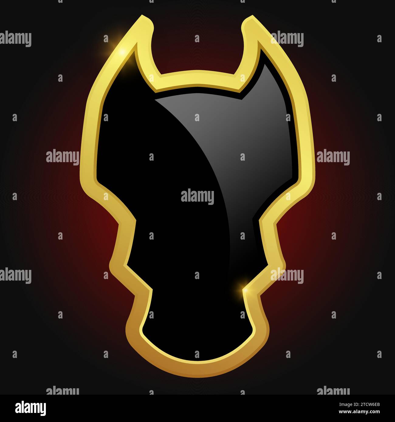 VIP luxury logo design element. Black shield with glossy bright golden ...