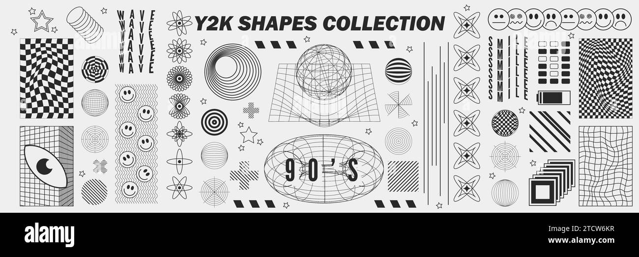 Abstract geometry wireframe shapes and patterns, cyberpunk elements ...